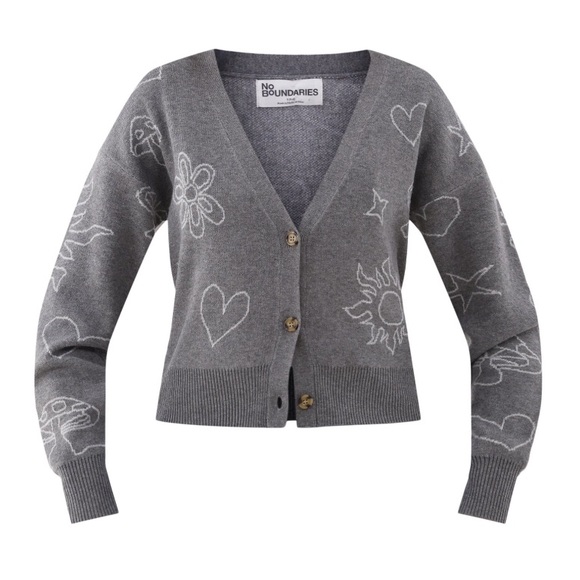 No Boundaries | Sweaters | Womens No Boundaries Charcoal Cardigan With ...